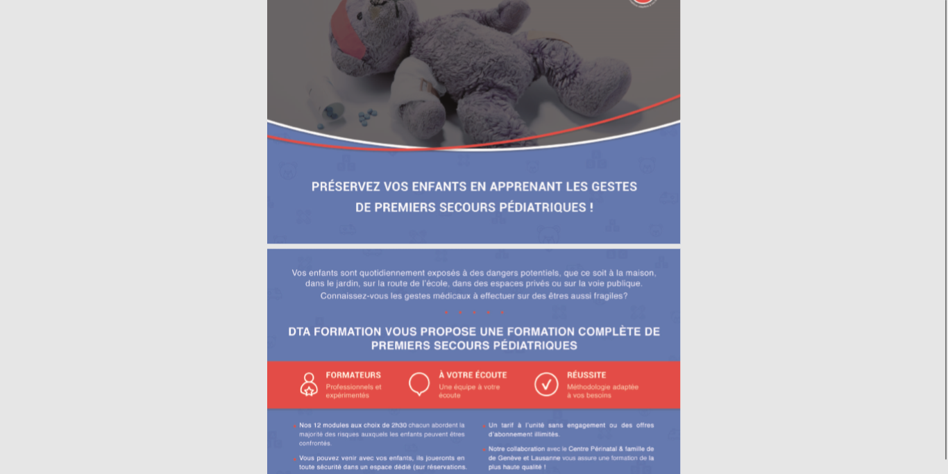 Flyer DTA Formation - Premiers secours pédiatriques - Sébastien GOSSET ...